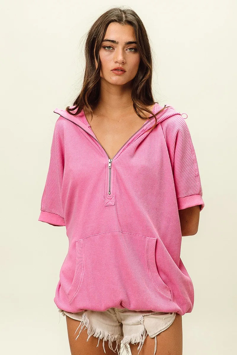 BiBi Vintage Washed Waffle Thermal Hoodie – Nona Louise